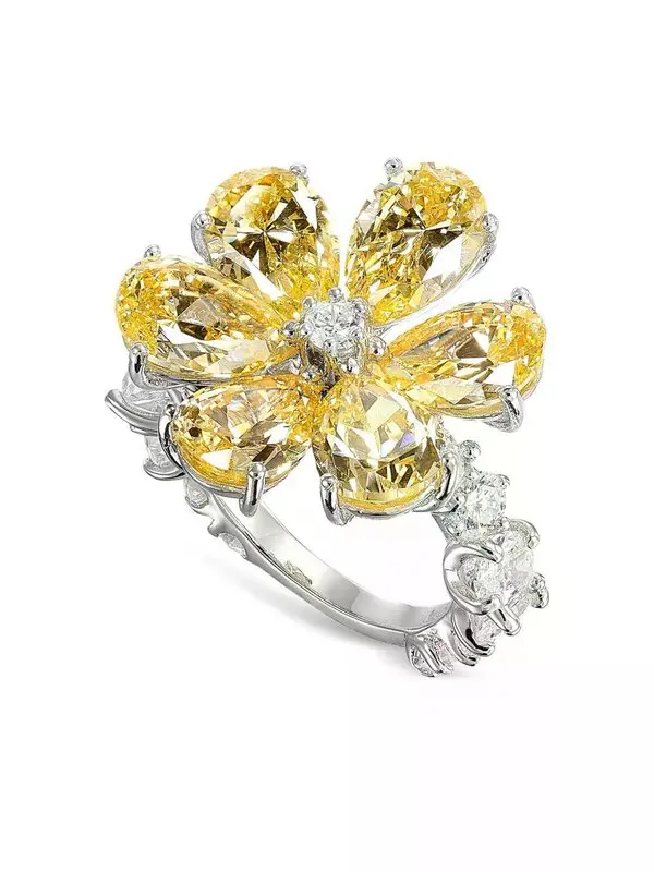 ANABELA CHAN 18k White Gold And Rhodium Vermeil Marguerite Daisy Lab-grown Diamond Ring - Silver
