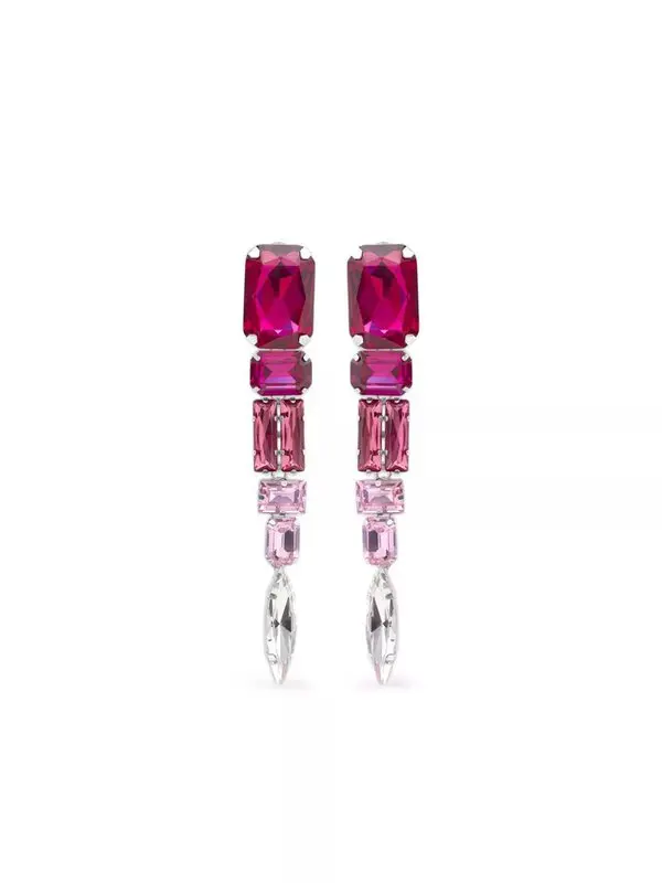AREA Crystal Drop Earrings - Pink