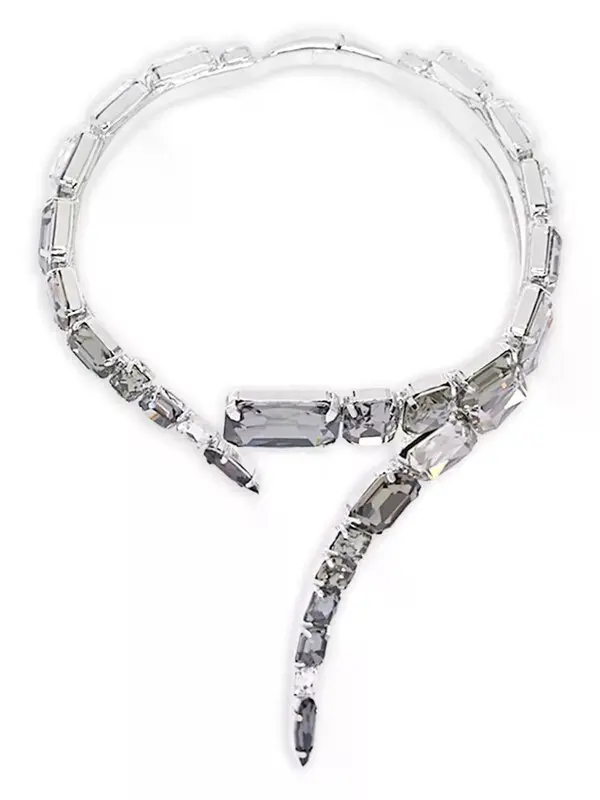 AREA Crystal Wrap Choker Necklace - Grey
