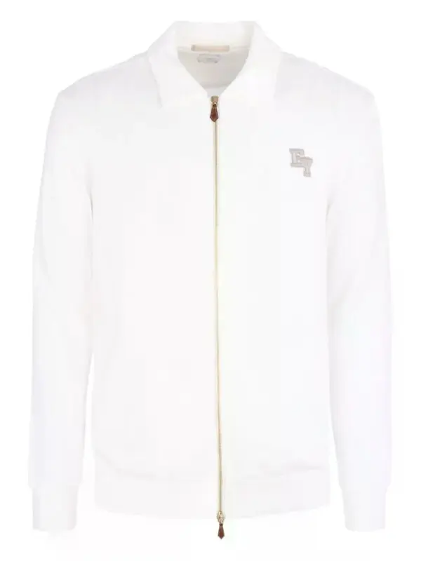 Eleventy Zip-up Collared Shirt Jacket - White