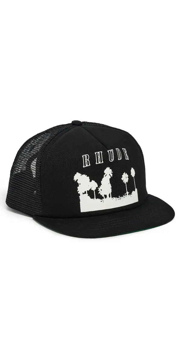 Rhude Thousand Palms Trucker Hat - Black / White