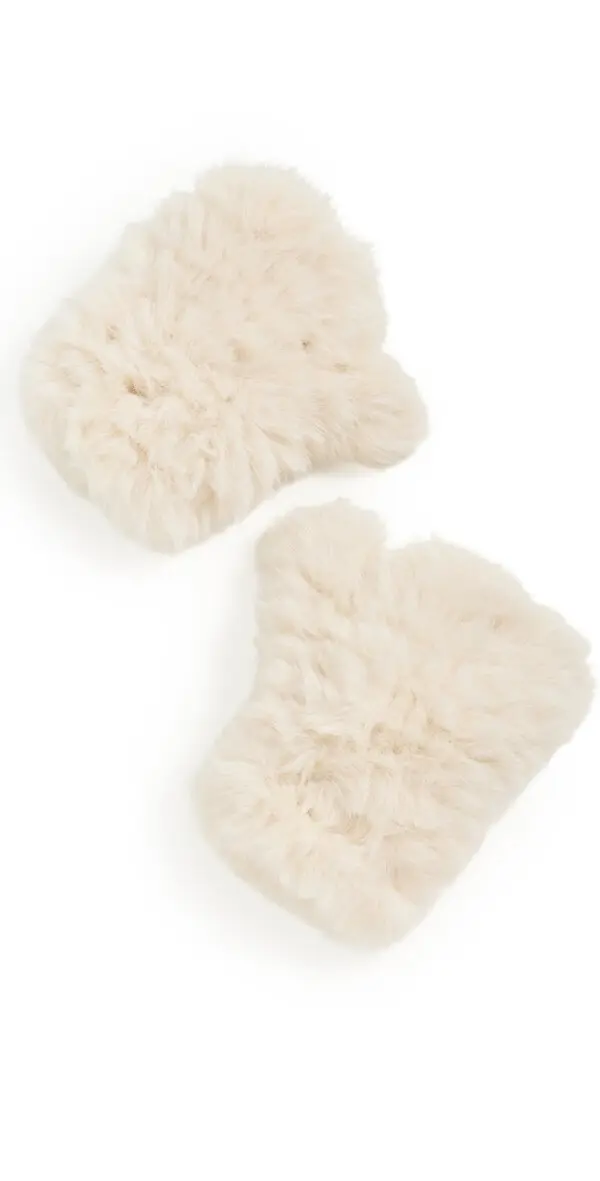 Jocelyn Faux Fur Fingerless Mittens - Ivory