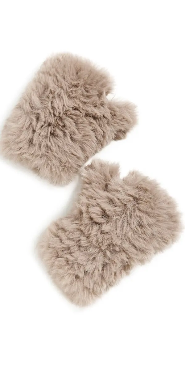 Jocelyn Faux Fur Fingerless Mittens - Palomino