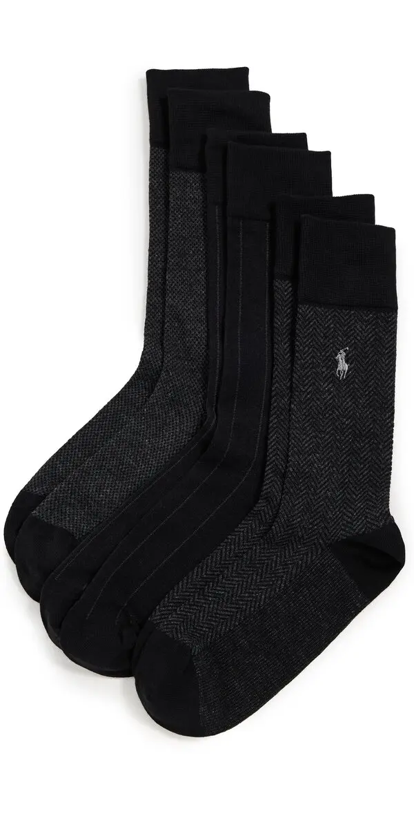 Polo Ralph Lauren Classic Pattern Dress Socks 3-pack - Black