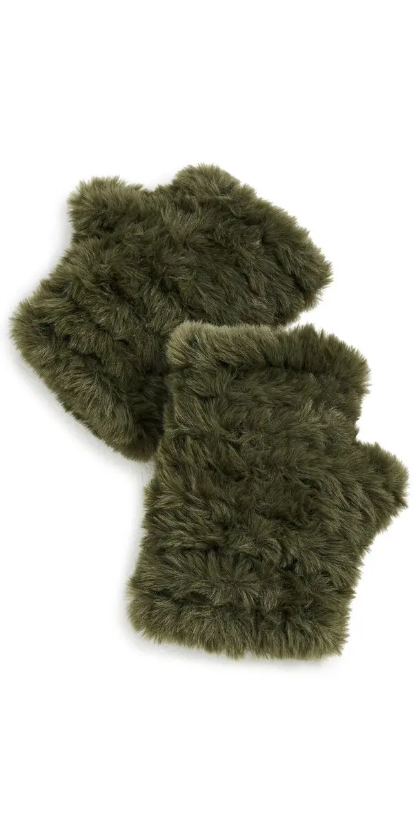 Jocelyn Faux Fur Mandy Mittens - Olive