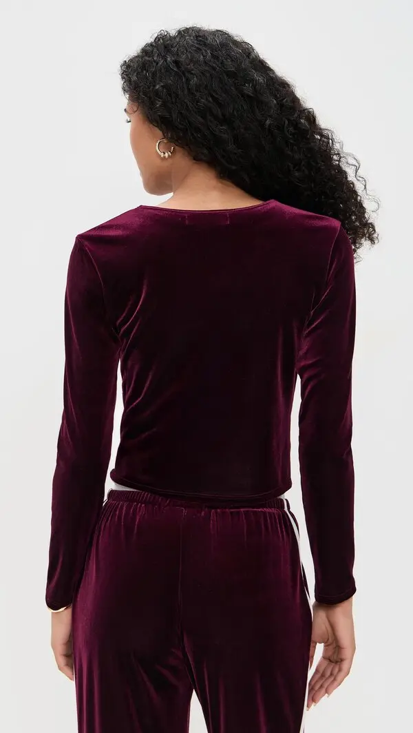 LE BOP Eloise Velvet Cardigan - Wine