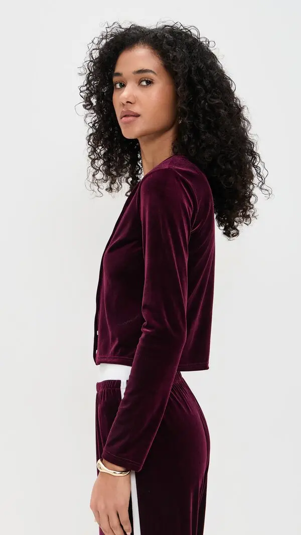 LE BOP Eloise Velvet Cardigan - Wine