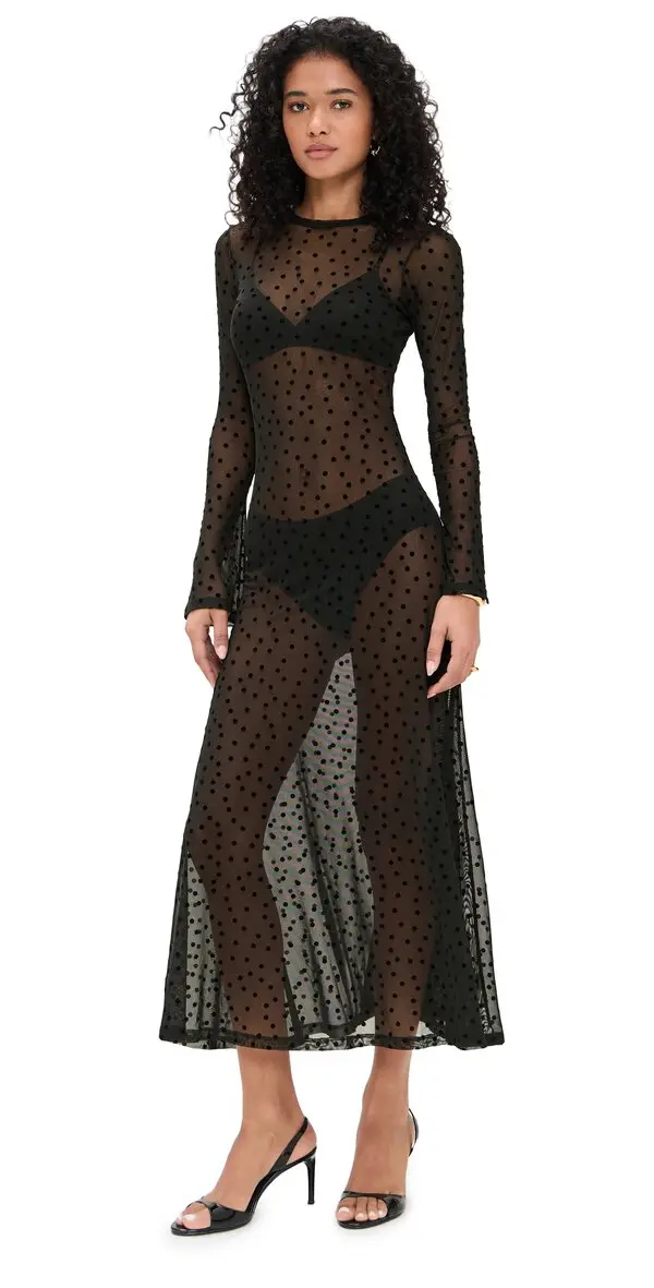 LE BOP Hattie Maxi Dress - Black Polka Dot