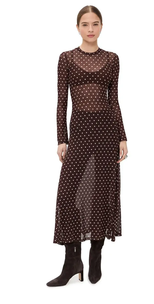 LE BOP Hattie Maxi Dress - Chocolate Polka Dot