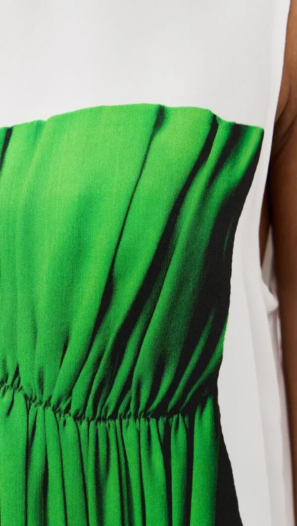 Tibi Trompe Loeil Printed Midi Dress In Green Multi - 40% Off | Editorialist