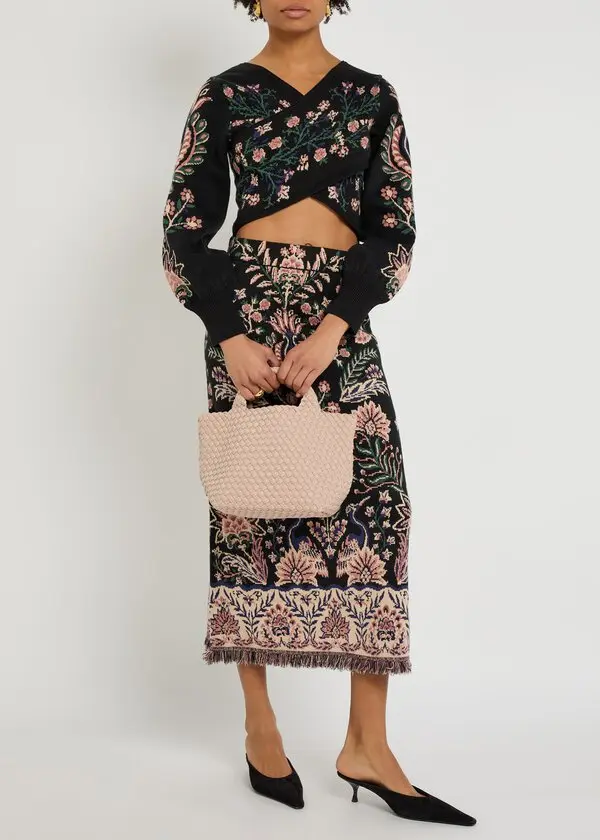 Farm Rio Floral Jacquard Knit Women Sweater - Black