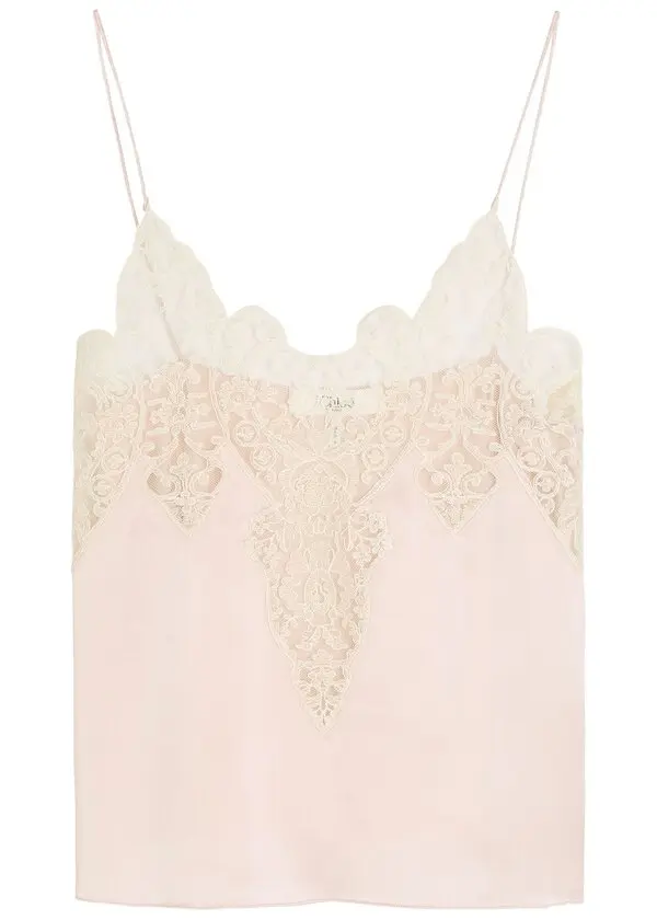 Chloé Lace-trim Silk Camisole Top - Light Pink
