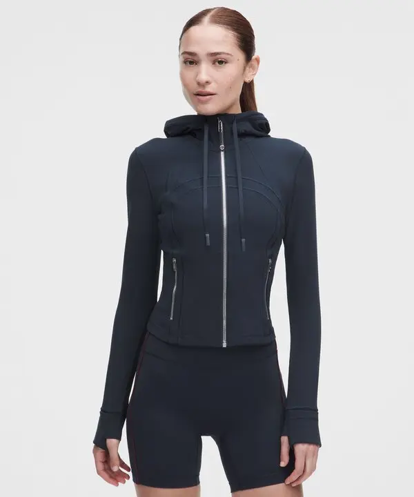 Lululemon Define Cropped Hooded Jacket - True Navy/mirror Silver/mirror Silver