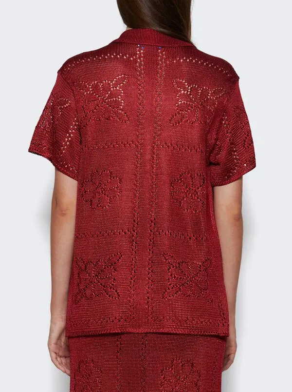 Calle Del Mar Floral Tile Short Sleeve Shirt - Red