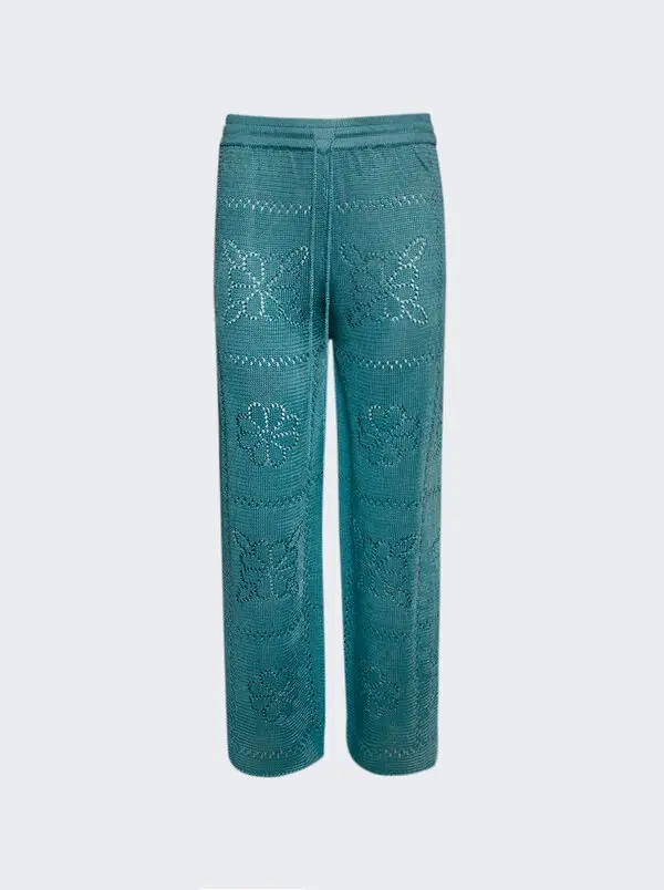 Calle Del Mar Floral Tile Wide Leg Pants - Blue