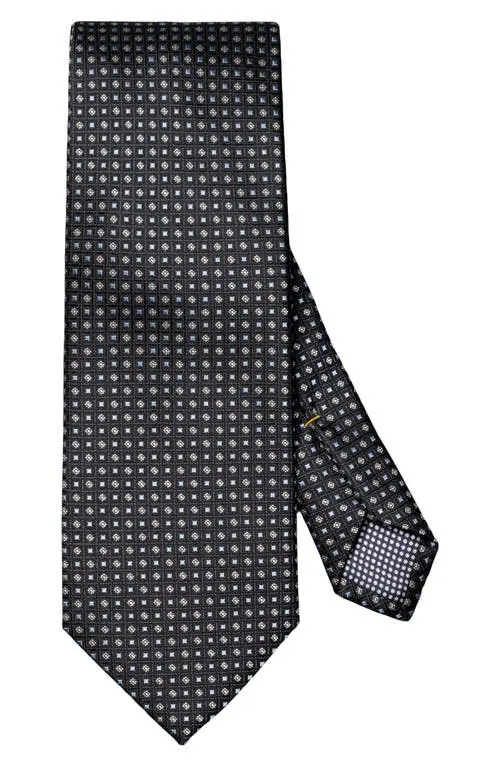 Eton Micro Geometric Silk Tie - Dark Green
