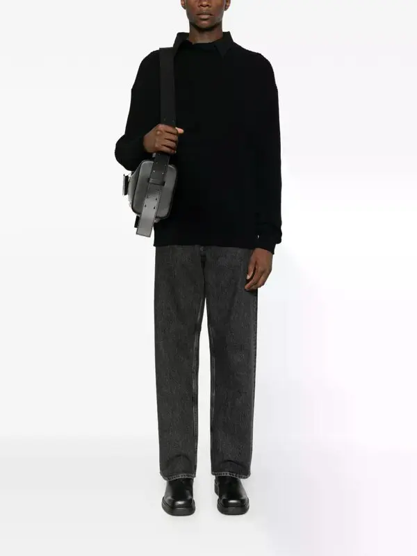 MEDEEA Collared Cotton Sweater