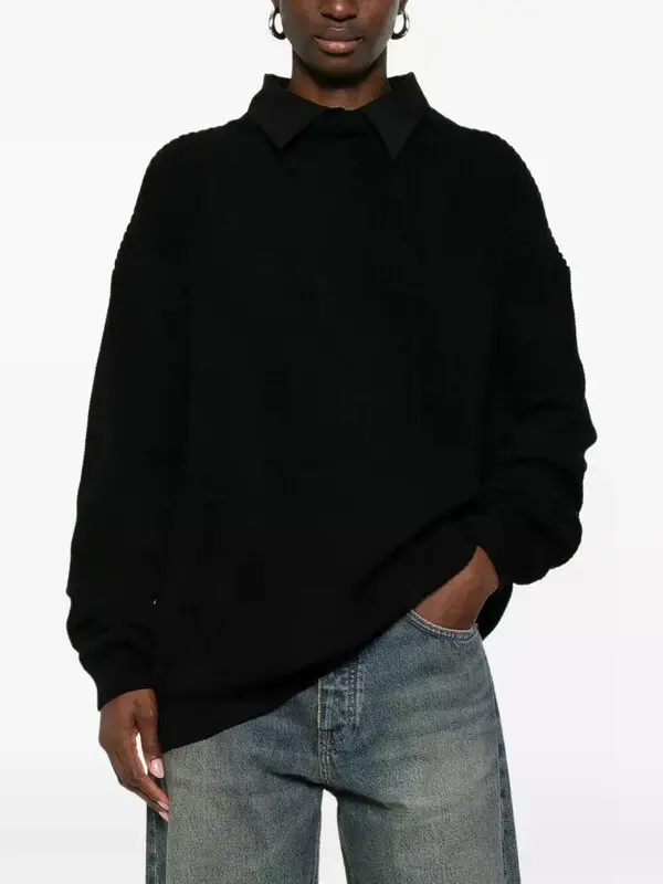 MEDEEA Collared Cotton Sweater