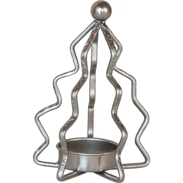 STORIED HOME Compact Metal Tree Shaped Tealight Holder
