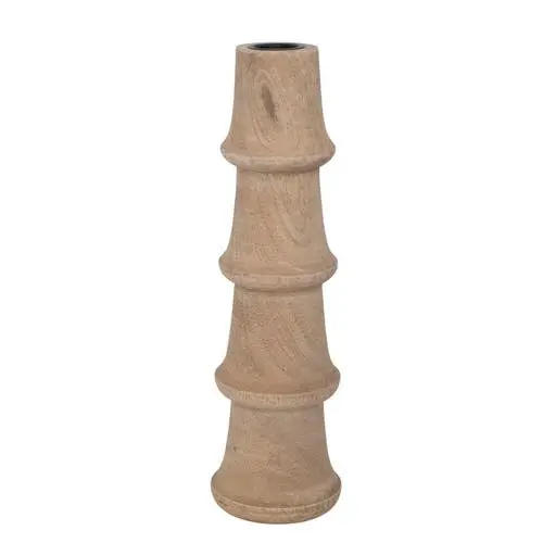 STORIED HOME Hand-carved Mango Wood Taper Candle Holder - Brown