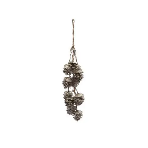 STORIED HOME Hanging Plastic Pinecone Bunch With Glitter