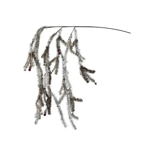 STORIED HOME Tinsel Spray With Ornaments - Silver