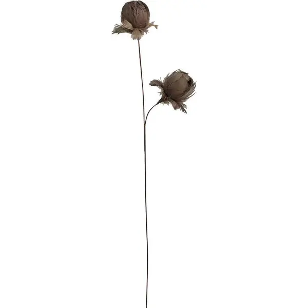 STORIED HOME Organic Feather Flower Stem Decor - Taupe