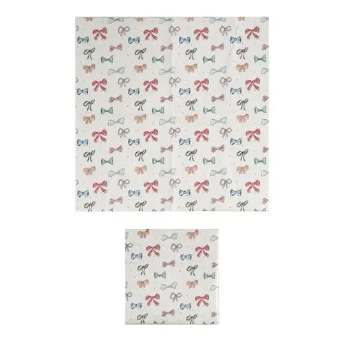 STORIED HOME Bows Pattern Square Paper Napkins - White