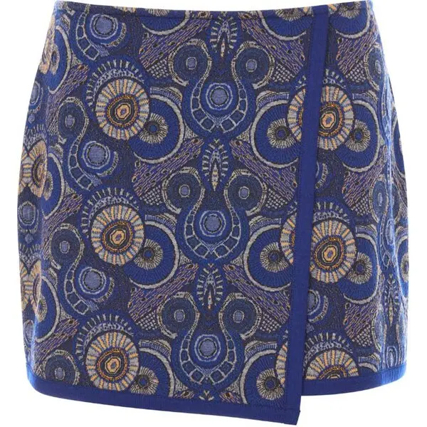 KAHINDO Knit Jacquard Praia Skirt - Blue