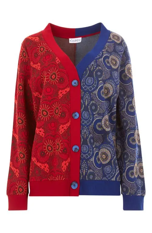 KAHINDO Color Block Jacquard Cardigan