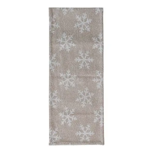 STORIED HOME Woven Fabric Jacquard Table Runner With Snowflake Pattern