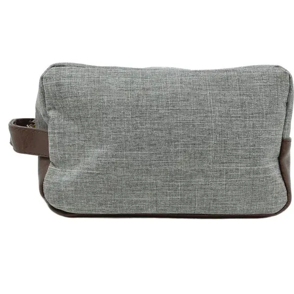 YOUZEY Heather Toiletry Bag With Vegan Leather Trim - Grey
