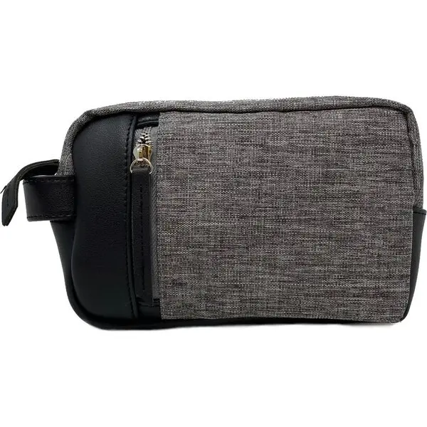 YOUZEY Toiletry Bag With Vegan Leather Trim - Grey
