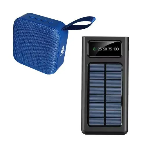 PURSONIC Adventure Power & Sound Bundleportable Solar Power Bank + 360° Wireless Speaker - Black
