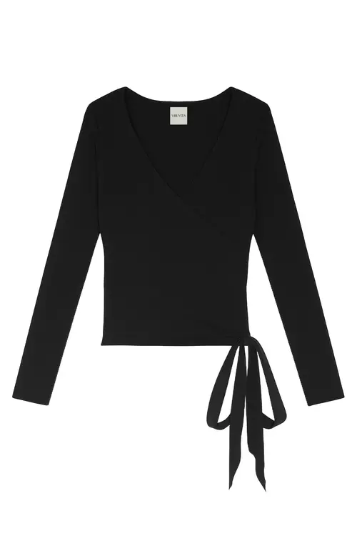 VIR VITA Margot Wrap Top - Black