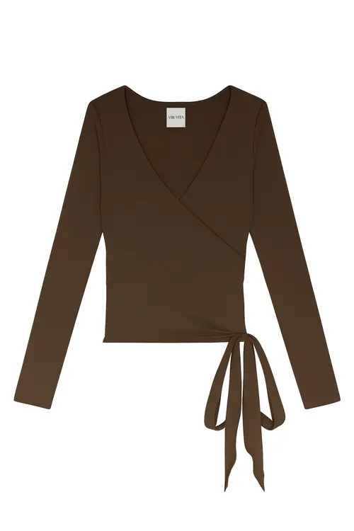 VIR VITA Margot Wrap Top - Chestnut