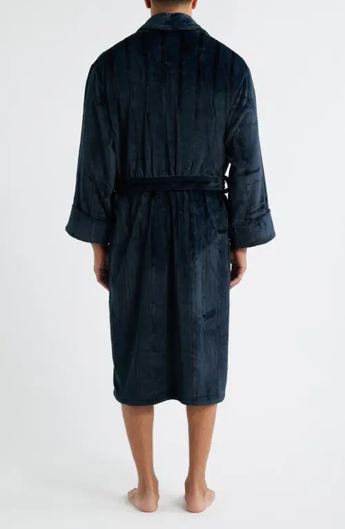 Daniel Buchler Wide Stripe Plush Shawl Collar Robe