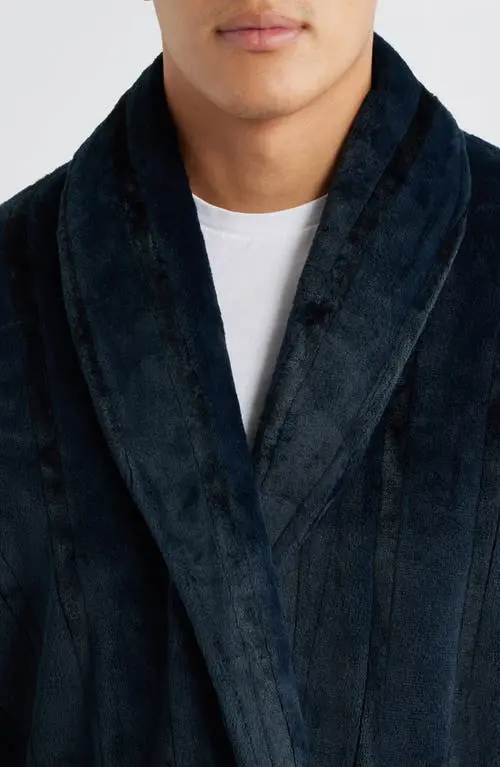 Daniel Buchler Wide Stripe Plush Shawl Collar Robe