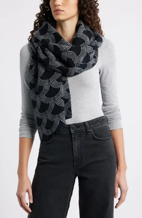 Nordstrom Print Wool & Cashmere Scarf - Black Grey Combo