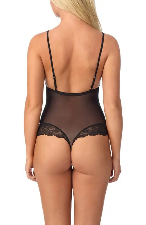 ON GOSSAMER Luxe Lace & Mesh Bodysuit - Black