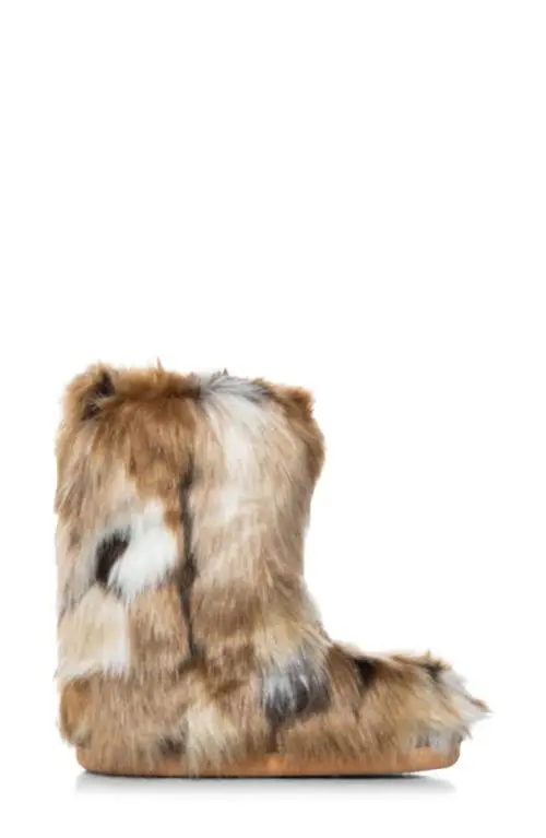 AZALEA WANG Nadianna Faux Fur Bootie - Brown