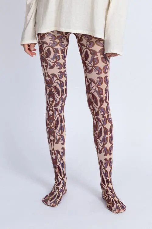 ALAS Printed Tights - Cream