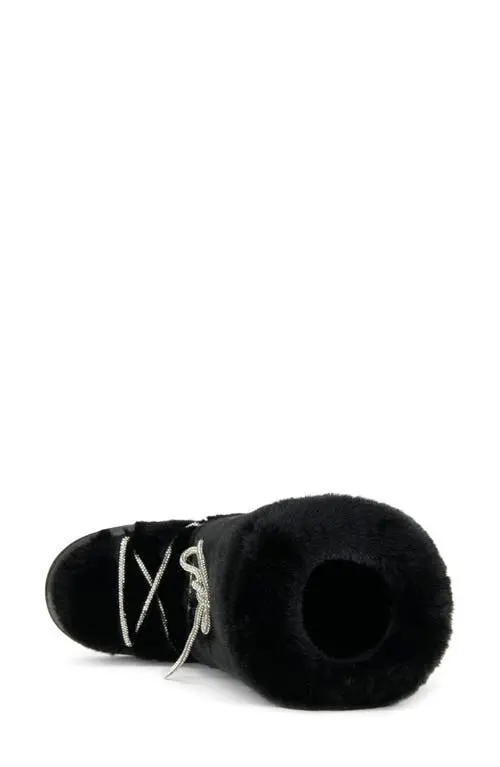 AZALEA WANG Karmela Faux Fur Flatform Bootie - Black