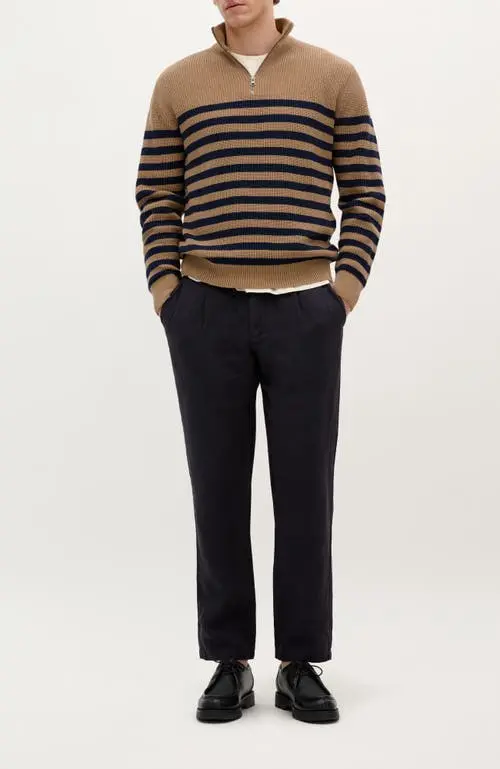 SCALPERS Striped Rib-knit Sweater With Zip