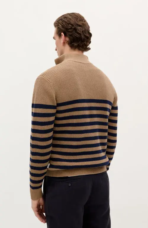 SCALPERS Striped Rib-knit Sweater With Zip