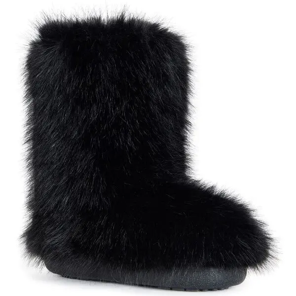 AZALEA WANG Dipa Faux Fur Flatform Bootie - Black