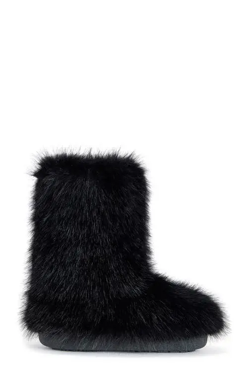 AZALEA WANG Dipa Faux Fur Flatform Bootie - Black