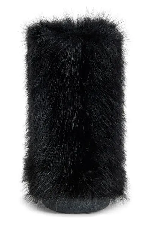 AZALEA WANG Dipa Faux Fur Flatform Bootie - Black