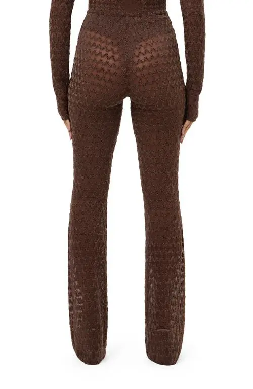 Naked Wardrobe Flocked Velvet Mesh Bootcut Pants