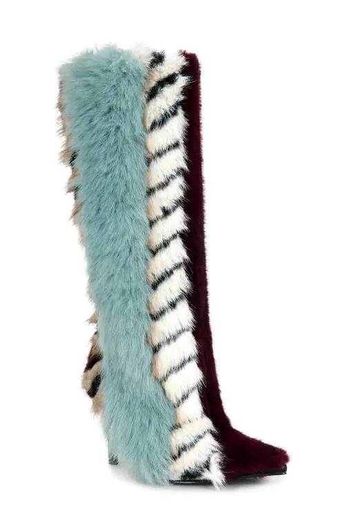AZALEA WANG Upsella Faux Fur Stiletto Boots
